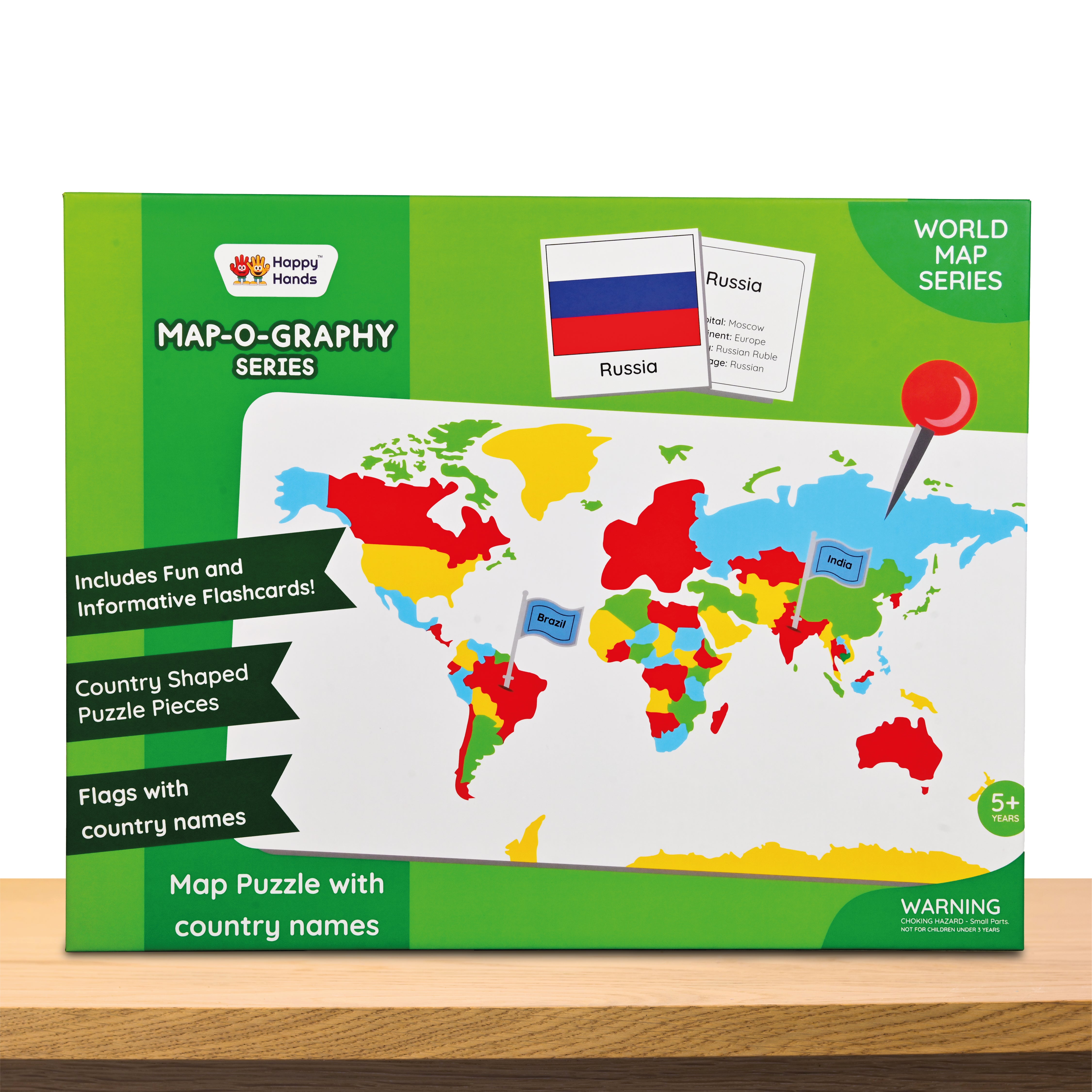 Map-o-graphy World Map with Flags and Flashcards – Happy Hands